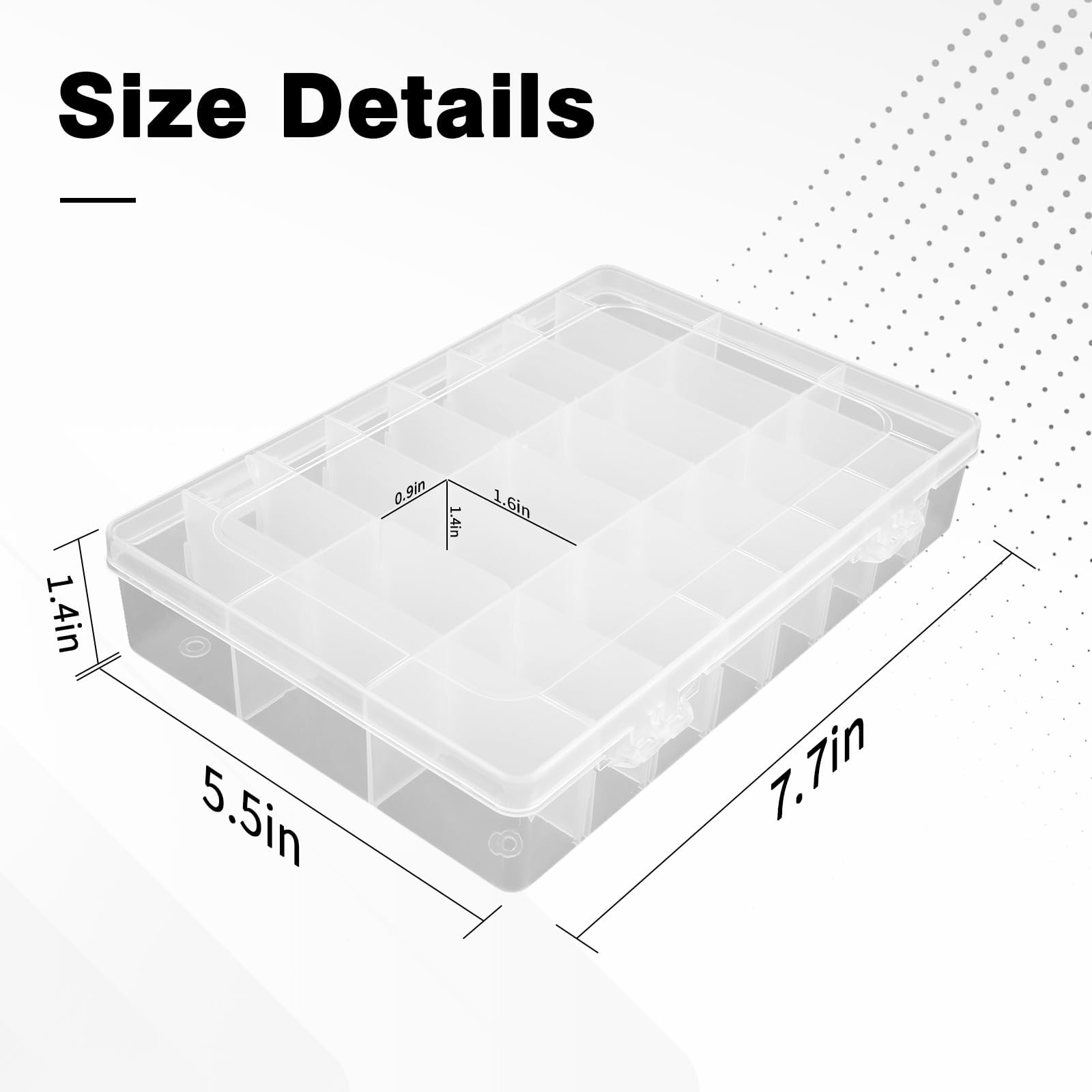 24 Grids Plastic Organizer Box With Dividers Clear Craft Storage Bead Organizer Box Earring Organizer Travel Pill Organizer Jewelry Organizer Storage Boxes Screw Seed Small Parts Organizer Hair Tie