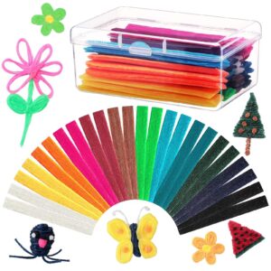 wax craft sticks for kids bendable sticky yarn molding sculpting sticks in 13 colors with plastic storage box for handicraft diy school project supplies (1200 pieces)