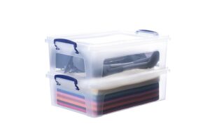 superio storage bins with lids, clear plastic containers for organizing, stackable totes, bpa free, odor free, organizer boxes for home, and dorm (2 pack, 10.5 qt)