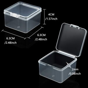 SATINIOR 24 Packs Small Clear Plastic Beads Storage Containers Box with Hinged Lid for Storage of Small Items, Crafts, Jewelry, Hardware (2.48 x 2.48 x 1.57 Inches)