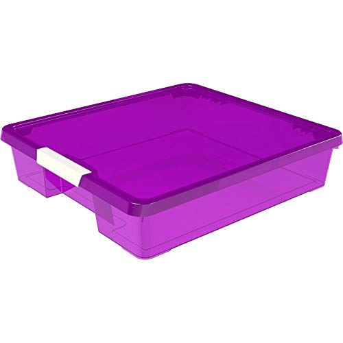 Storex Stackable Craft Box Storage Bin, 3" x 14" x 14", Assorted Bright, 5 per Carton