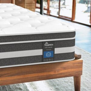 eseren king mattresses 12 inch - breathable king size mattress in a box, individual pocket spring hybrid mattress king with gel memory foam, medium firm support, 80''*76''*12''