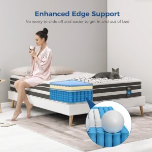 Eseren King Mattresses 12 Inch - Breathable King Size Mattress in a Box, Individual Pocket Spring Hybrid Mattress King with Gel Memory Foam, Medium Firm Support, 80''*76''*12''