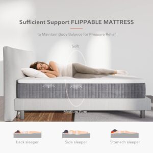 Sweetnight Queen Mattress-Queen Size Mattress,10 Inch Gel Memory Foam mattress for Back Pain Relief /Motion Isolation & Comfy Sleep, Flippable Comfort from Soft to Medium Firm,Sunkiss