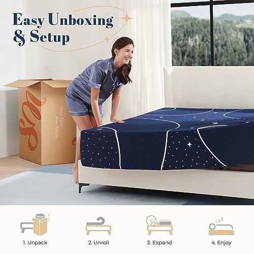 Sweetnight King Mattress, 14 Inch Hybrid King Size Mattress in a Box, Gel Memory Foam and Individual Pocket Spring for Motion Isolation, Medium Soft Mattress King Size