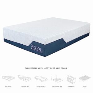 SWISSLUX 14-Inch Queen Size Mattress, iCOOL Tech and Cooling Gel Infused Medium Plush Memory Foam Mattress, CertiPUR-US Certified, Bed-in-a-Box, White, Queen Size (80" L x 60" W x 14" H)