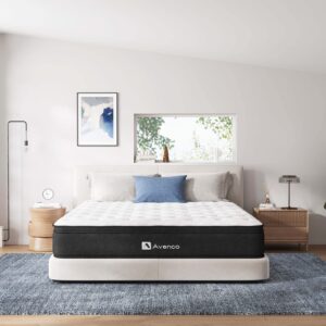 avenco king mattress, 10 inch innerspring hybrid mattress with gel memory foam and pocket springs king size mattress for motion isolation, pressure relief & supportive, certipur-us certified