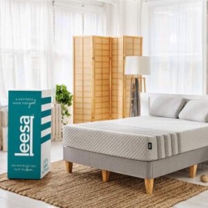 leesa sapira hybrid 11" mattress, king size, premium cooling foam and individually wrapped spring / certipur-us certified / 100-night trial, white and gray