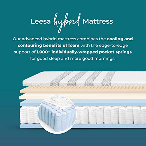 Leesa Sapira Hybrid 11" Mattress, King Size, Premium Cooling Foam and Individually Wrapped Spring / CertiPUR-US Certified / 100-Night Trial, White and Gray