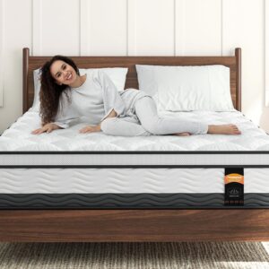 Maxzzz King Mattress in a Box 12 Inch Bamboo & Gel Infused Memory Foam Pocket Spring Hybrid Mattress - Medium Firm - CertiPUR-US Certified