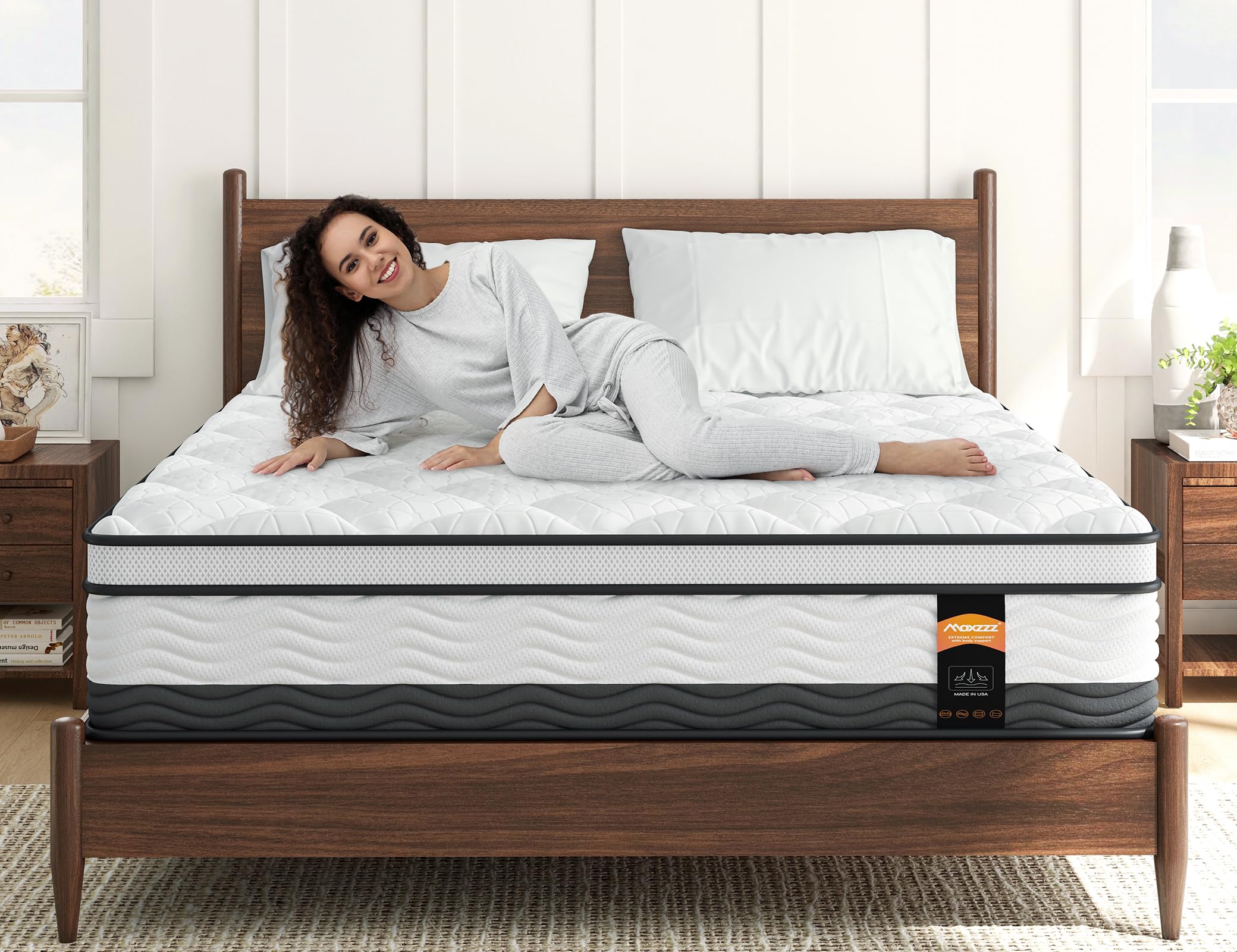 Maxzzz King Mattress in a Box 12 Inch Bamboo & Gel Infused Memory Foam Pocket Spring Hybrid Mattress - Medium Firm - CertiPUR-US Certified