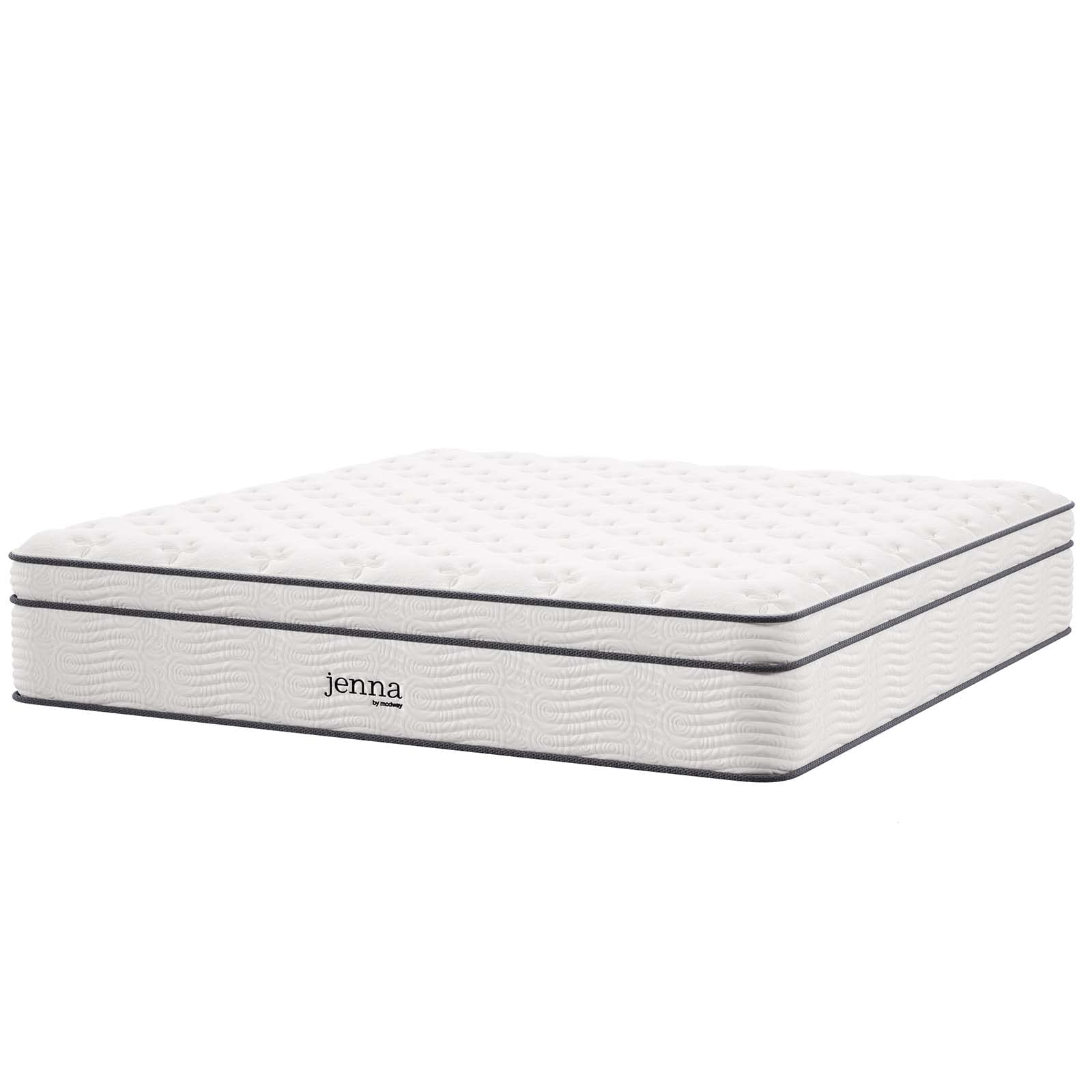 Modway Jenna 14” Innerspring and Memory Foam King Mattress With Individually Encased Coils, White