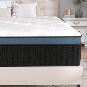 verhope king size mattress,14 inch king mattress in a box,motion isolation with individually pocket spring,medium firm memory foam hybrid mattress,edge support,certipur-us