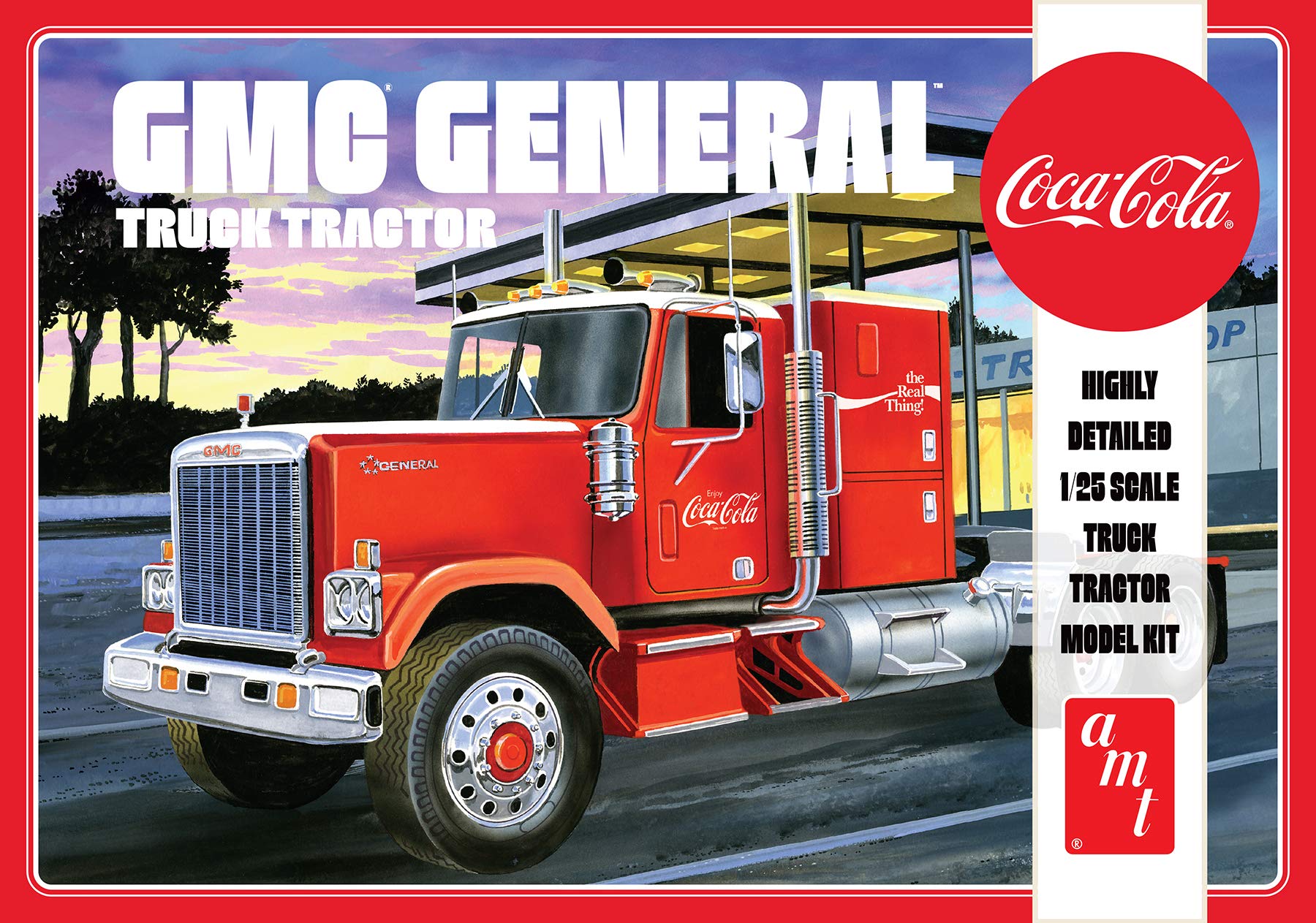 AMT 1976 GMC General Semi Truck Coca Cola Edition 1/25 Scale Model Big Rig Hauler Model Kit, Green (AMT1179)