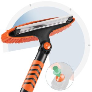 JOYTUTUS 41.5IN Extendable Snow Brush and Ice Scraper, 270°Pivoting Snow Scraper Brush for Car Windshield, Telescoping Ice Scraper, Foam Grip, Heavy Duty Snow Remover for Cars, Trucks, SUV (Orange)