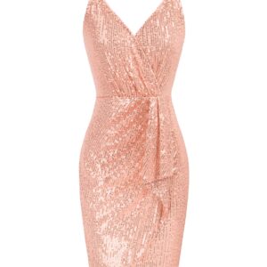 GRACE KARIN Semi Formal Dresses for Women Sexy Sequin Dress Bodycon Dresses for Women Rose Gold L