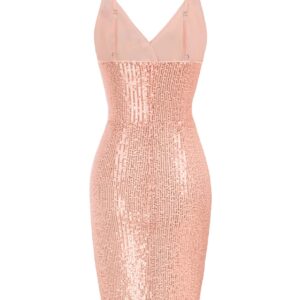 GRACE KARIN Semi Formal Dresses for Women Sexy Sequin Dress Bodycon Dresses for Women Rose Gold L