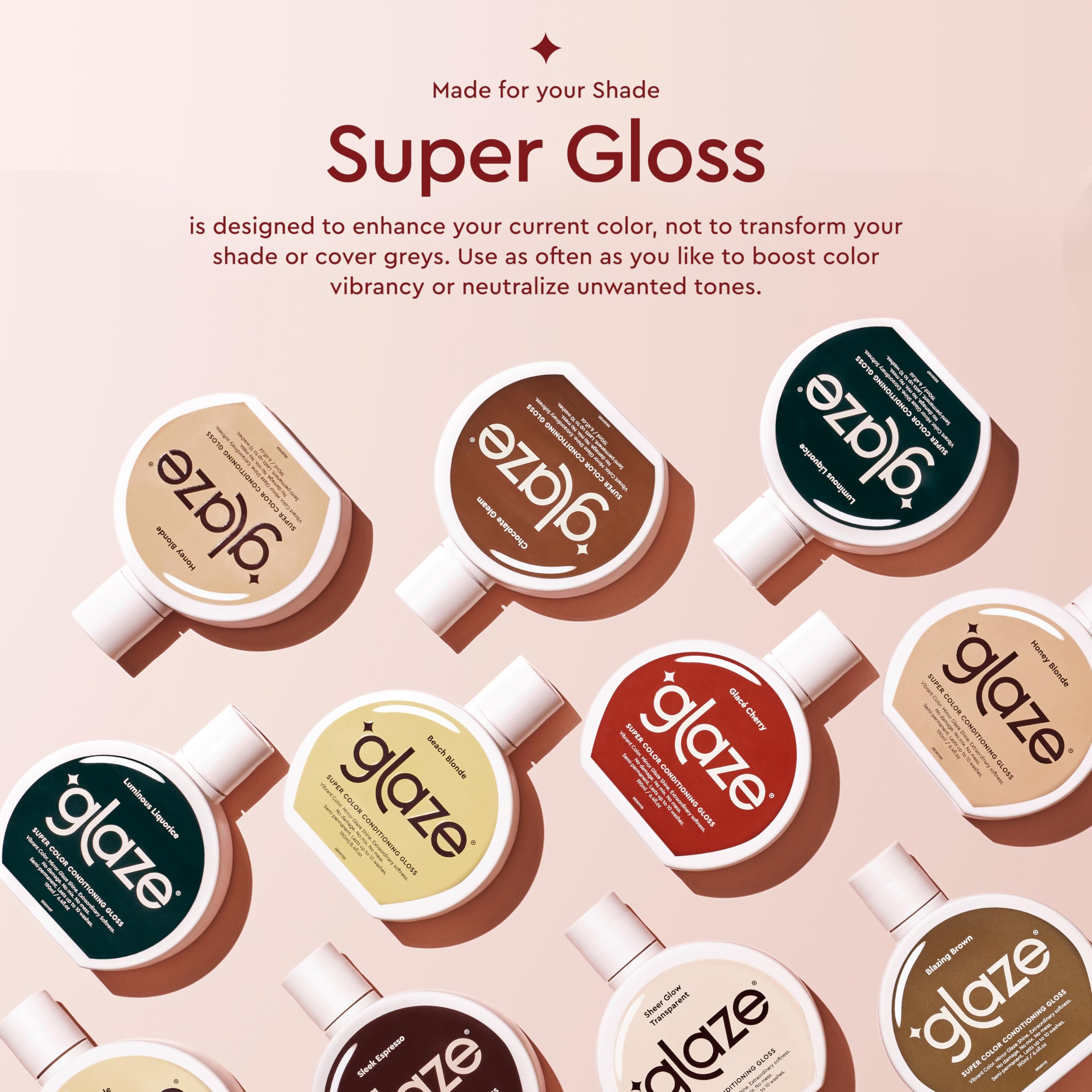 Glaze Super Color Conditioning Copper Crush Gloss - Award Winning Semi-Permanent Hair Dye and Treatment. No-Mix Hair Color Mask with Results in 10 Minutes.