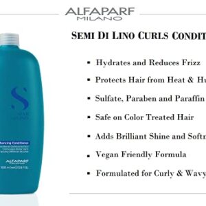 Alfaparf Milano Semi Di Lino Curls Enhancing Hair Conditioner - Color Safe Conditioner to Hydrate, Detangle & Nourish Wavy and Curly Hair - Vegan Conditioner for Frizz Control (33.8 oz / 1000 ml)