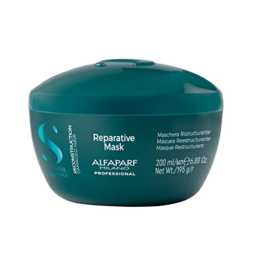 ALFAPARF MILANO Semi Di Lino Reconstruction Reparative Mask - Color Safe Deep Conditioning Hair Mask - Damaged Hair Repair - Paraben and Paraffin Free - Vegan Formula (6.88 fl. oz)