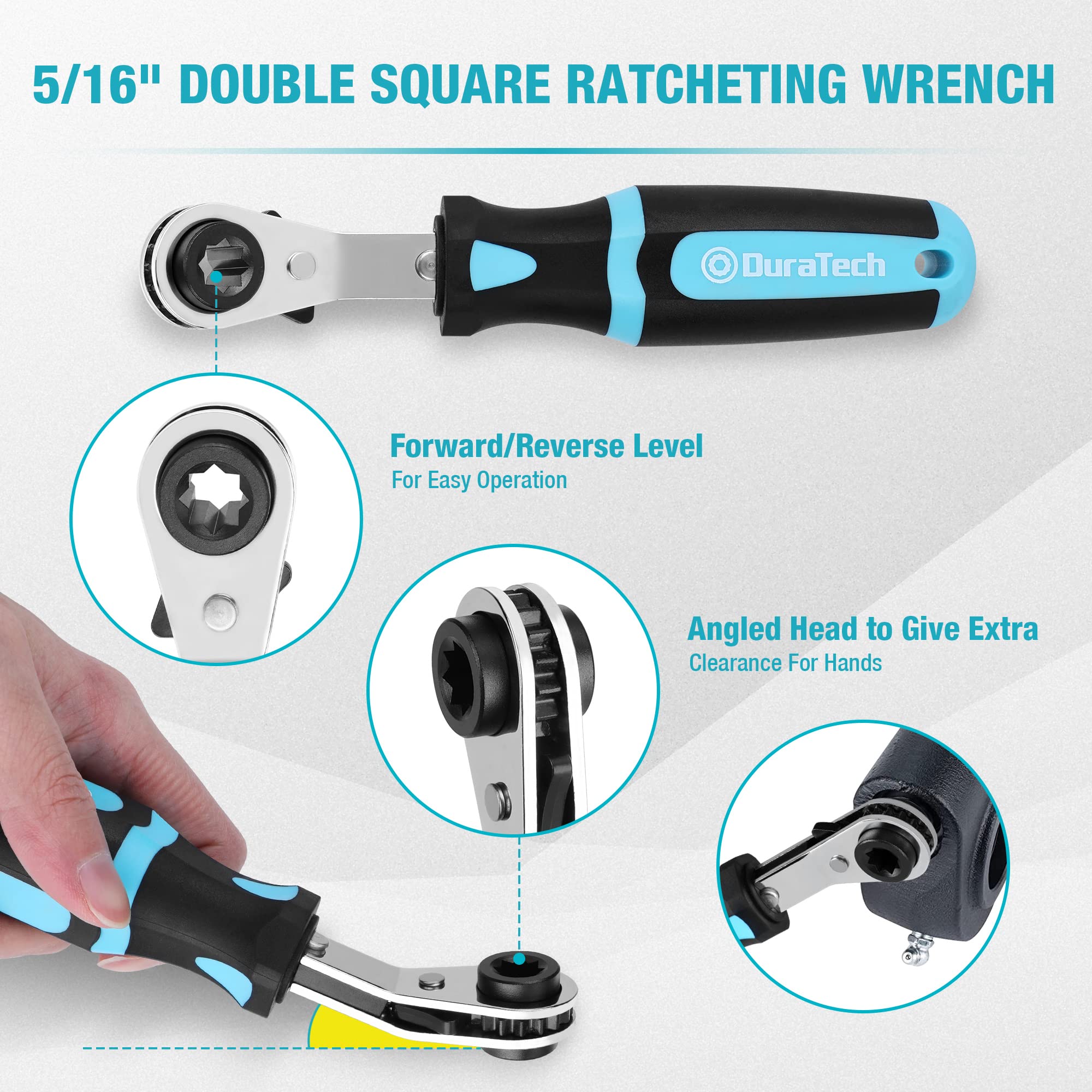 DURATECH Automatic Slack Adjuster Release Tool and 5/16" Ratcheting Wrench, Slack Adjuster Tools for Big Truck, Brake Adjustment Tool for Semi Truck, Mechanic Brake Tools for Air Brake System