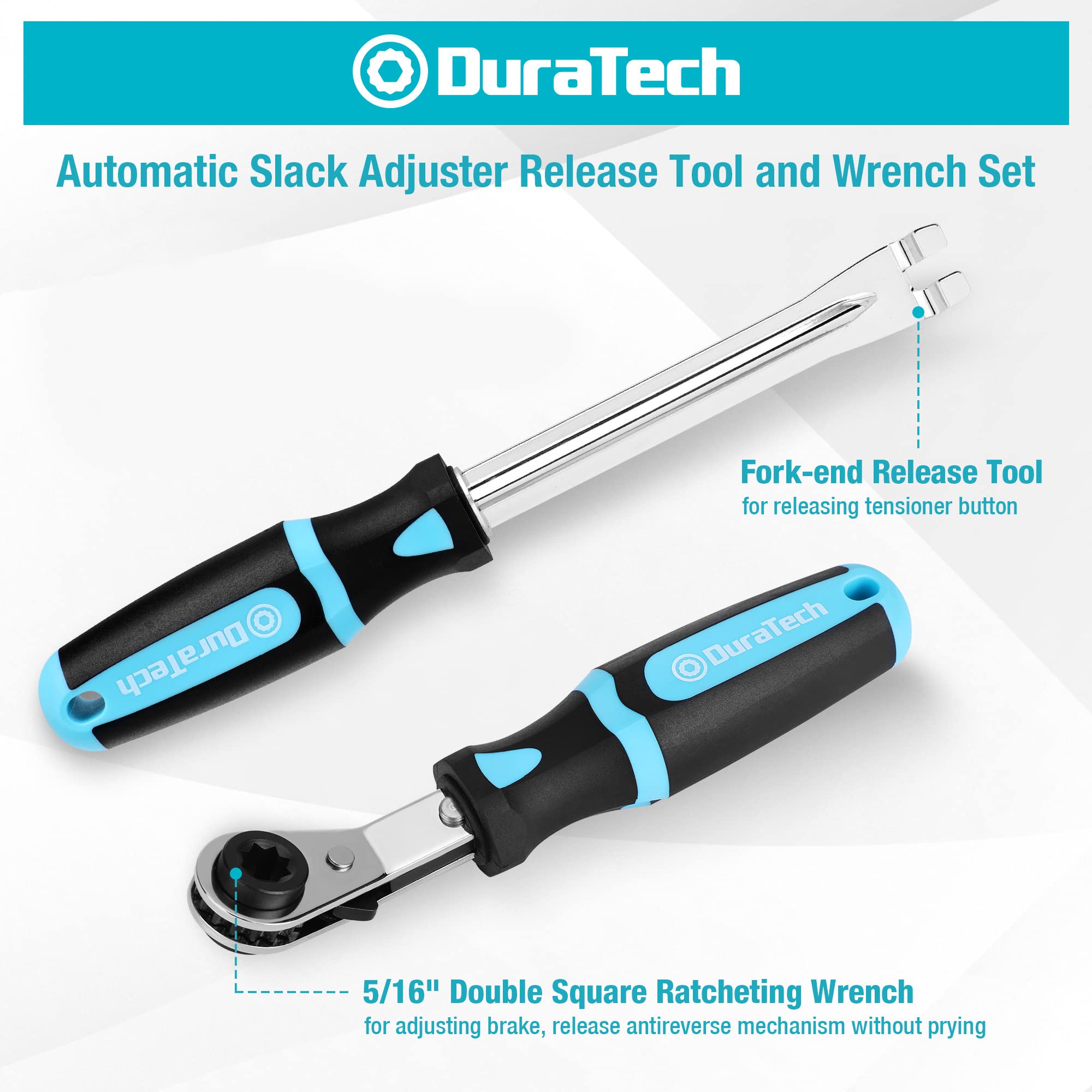 DURATECH Automatic Slack Adjuster Release Tool and 5/16" Ratcheting Wrench, Slack Adjuster Tools for Big Truck, Brake Adjustment Tool for Semi Truck, Mechanic Brake Tools for Air Brake System