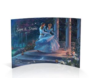 disney cinderella personalized wedding year curved acrylic print by thomas kinkade studios for newlyweds anniversaries