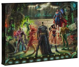 thomas kinkade studios the justice league 10 x 14 gallery wrapped canvas