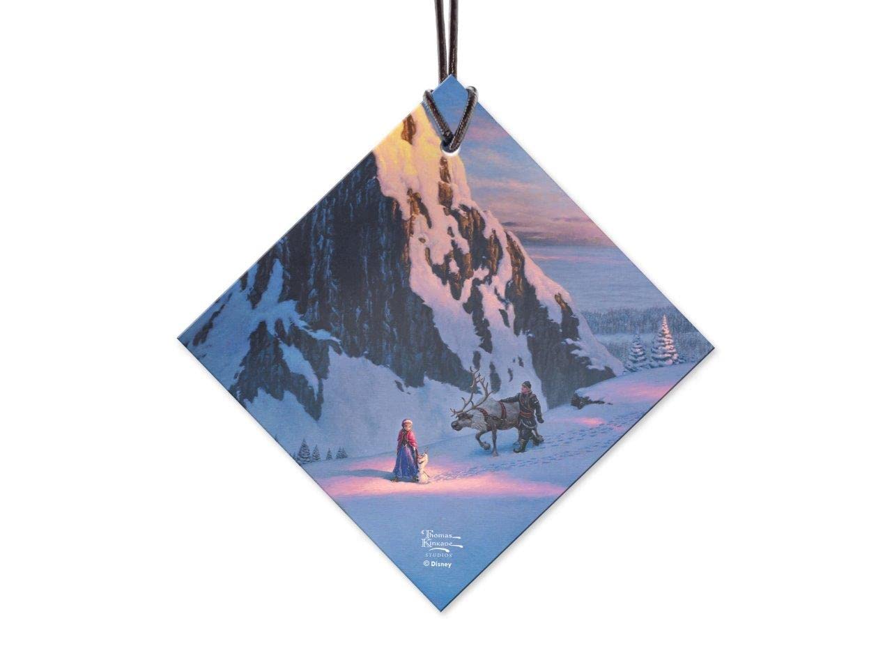 Disney – Frozen – Thomas Kinkade Studios - 3.5” Diamond Shaped Starfire Prints Hanging Glass Accessory - Officially Licensed Collectible | Complimentary Velveteen Gift Bag