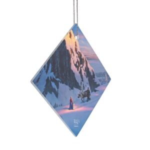 Disney – Frozen – Thomas Kinkade Studios - 3.5” Diamond Shaped Starfire Prints Hanging Glass Accessory - Officially Licensed Collectible | Complimentary Velveteen Gift Bag