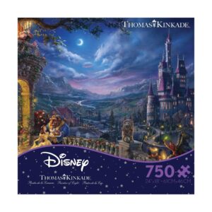 ceaco thomas kinkade the disney collection beauty and the beast dancing in the moonlight jigsaw puzzle, 750 pieces