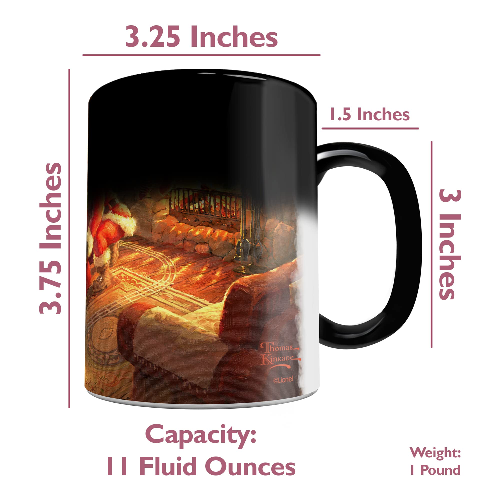 Morphing Mugs Thomas Kinkade Studios – Lionel – Santa’s Special Delivery – Trainset – Toys – One 11 oz Color Changing Ceramic Mug – Image Revealed When HOT Liquid Is Added!