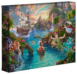 thomas kinkade disney peter pan's never land 8" x 10" gallery wrapped canvas | frameless room wall art | certificate of authenticity included