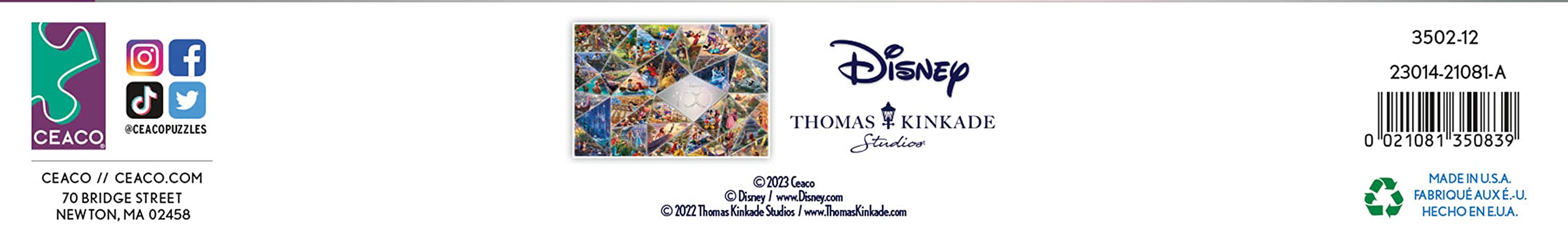 Ceaco - Disney's 100th Anniversary - Thomas Kinkade - 100th Anniversary Collage - 2000 Piece Jigsaw Puzzle, 38 x 26