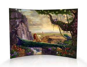 trend setters disney – lion king – return to pride rock – thomas kinkade studios – curved acrylic photo print – free standing light catching photo décor – for gifting and collecting ltd.