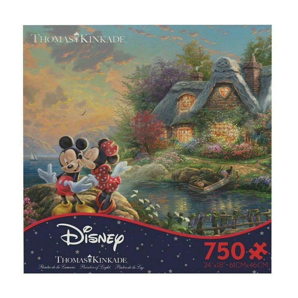 Ceaco - Thomas Kinkade - Disney Dreams Collection - Mickey and Minnie Sweetheart Cove - 750 Piece Jigsaw Puzzle