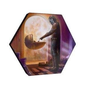 star wars – mandalorian – baby yoda - thomas kinkade studios - 11.5” x 10” knexagon wood print – tabletop display, hang alone or connect to other pieces – officially licensed merchandise