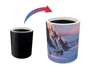 morphing mugs disney – frozen – thomas kinkade studios - one 11 oz color changing ceramic mug – image revealed when hot liquid is added!