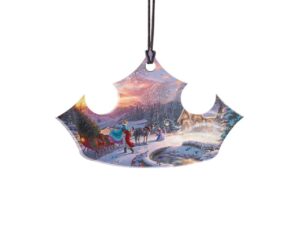 disney – cinderella brings home the tree – holiday disney collection – thomas kinkade studios - crown shaped hanging acrylic print accessory – officially licensed collectible