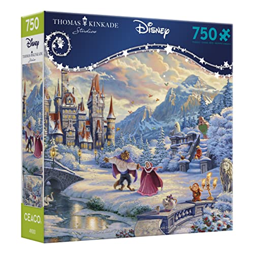 Ceaco - Thomas Kinkade - Disney Dreams Collection - Beauty and The Beast's Winter Enchantment - 750 Piece Jigsaw Puzzle