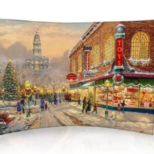 Thomas Kinkade Studios – Lionel Trains – Toy Store Holiday Scene – 10” x 7” Curved Acrylic Photo Print – Free Standing Décor – Officially Licensed Collectible