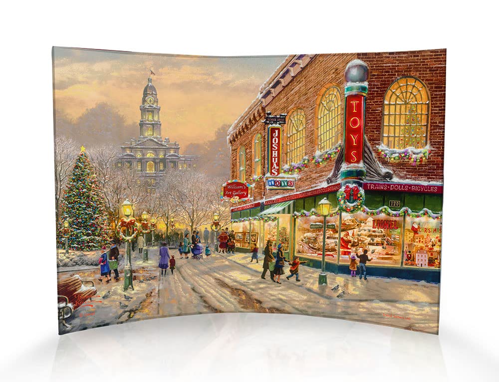 Thomas Kinkade Studios – Lionel Trains – Toy Store Holiday Scene – 10” x 7” Curved Acrylic Photo Print – Free Standing Décor – Officially Licensed Collectible