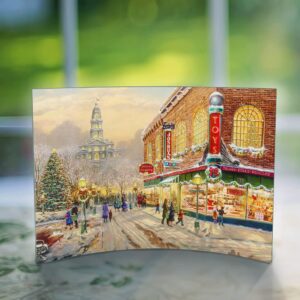 Thomas Kinkade Studios – Lionel Trains – Toy Store Holiday Scene – 10” x 7” Curved Acrylic Photo Print – Free Standing Décor – Officially Licensed Collectible