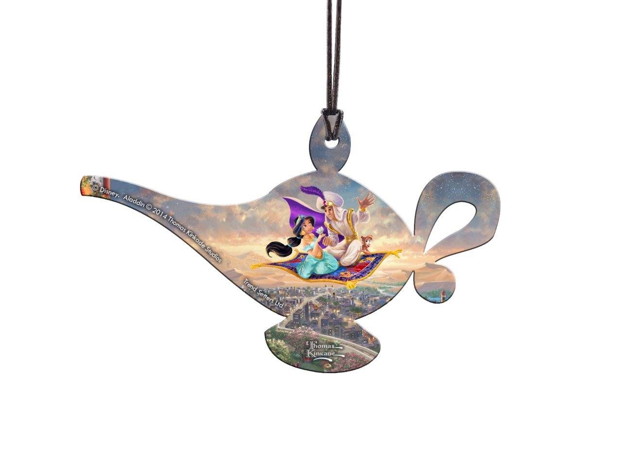 Disney - Aladdin and Princess Jasmine's Magic Carpet Ride - Thomas Kinkade - 4.5" x 2.75" Lamp Shaped Hanging Acrylic Accessory | Arrives in Velveteen Gift Bag - Ideal for Gifting and Collecting