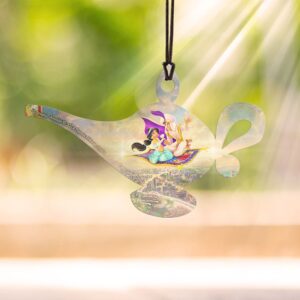 Disney - Aladdin and Princess Jasmine's Magic Carpet Ride - Thomas Kinkade - 4.5" x 2.75" Lamp Shaped Hanging Acrylic Accessory | Arrives in Velveteen Gift Bag - Ideal for Gifting and Collecting