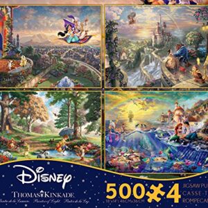 Ceaco - 4 in 1 Multipack - Thomas Kinkade - Disney Dreams Collection - Aladdin, Winnie the Pooh, Beauty & the Beast, & The Little Mermaid - (4) 500 Piece Jigsaw Puzzles