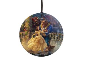 trend setters thomas kinkade disney dancing in the moonlight beauty and the beast 3.5” starfire prints hanging glass print accessory