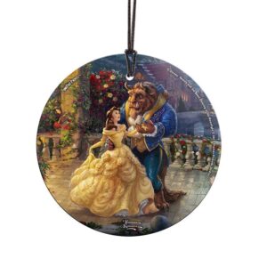 Trend Setters Thomas Kinkade Disney Dancing in The Moonlight Beauty and The Beast 3.5” Starfire Prints Hanging Glass Print Accessory