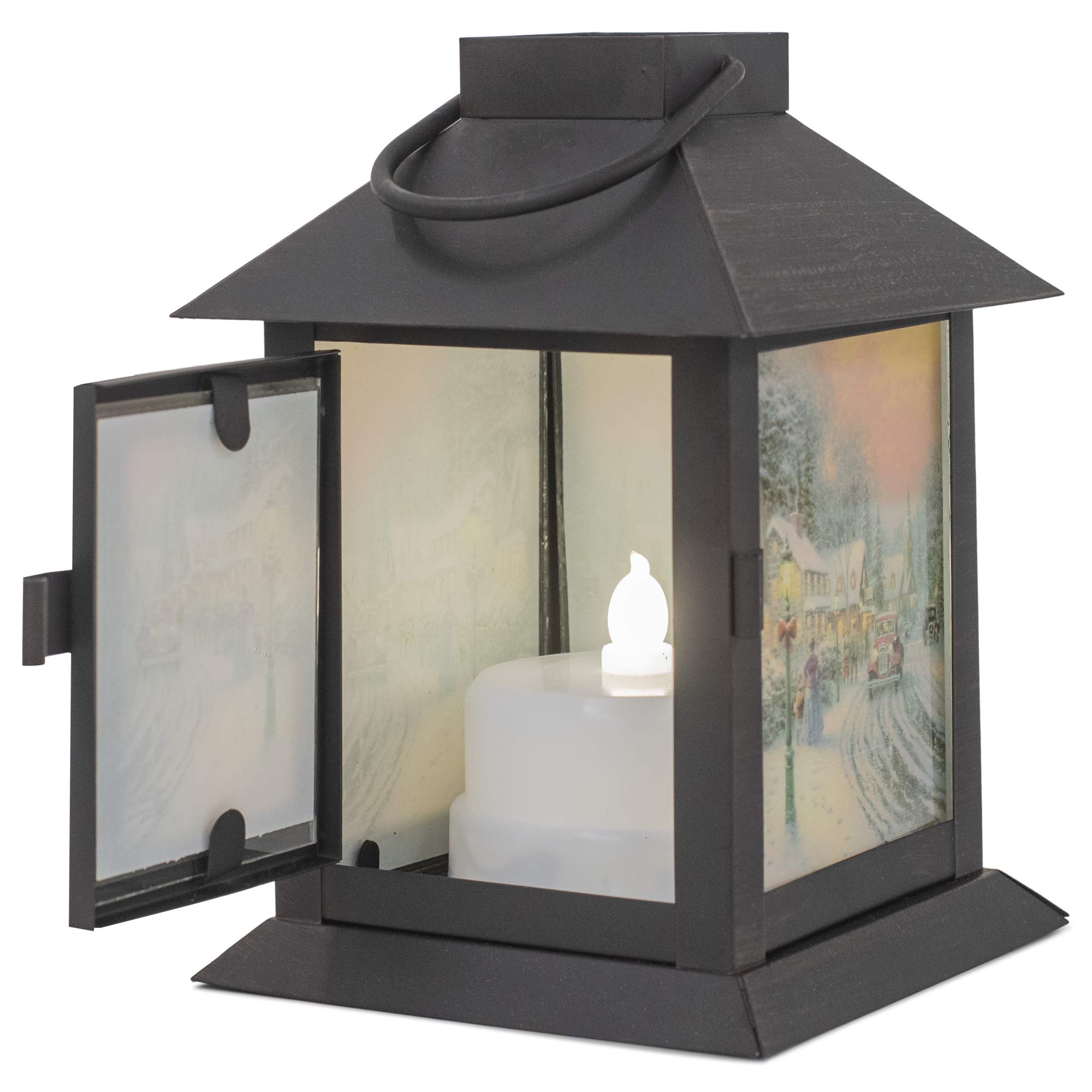 Mark Feldstein & Associates Led Coach Lantern Thomas Kinkade Christmas Village Box, Oil Rubbed Bronze