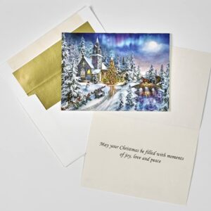 Peace on Earth Christmas Cards - Box of 15 Cards & 16 Foil Lined Envelopes